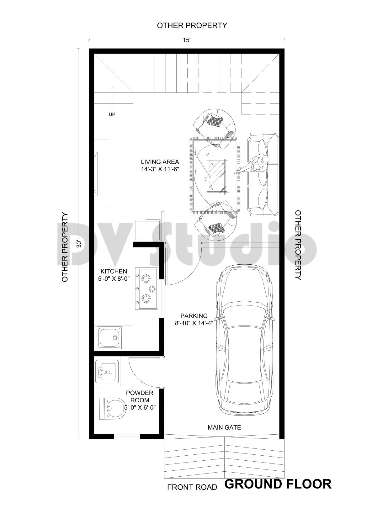 15X30 House Design Option 2 - Home Decor Ideas