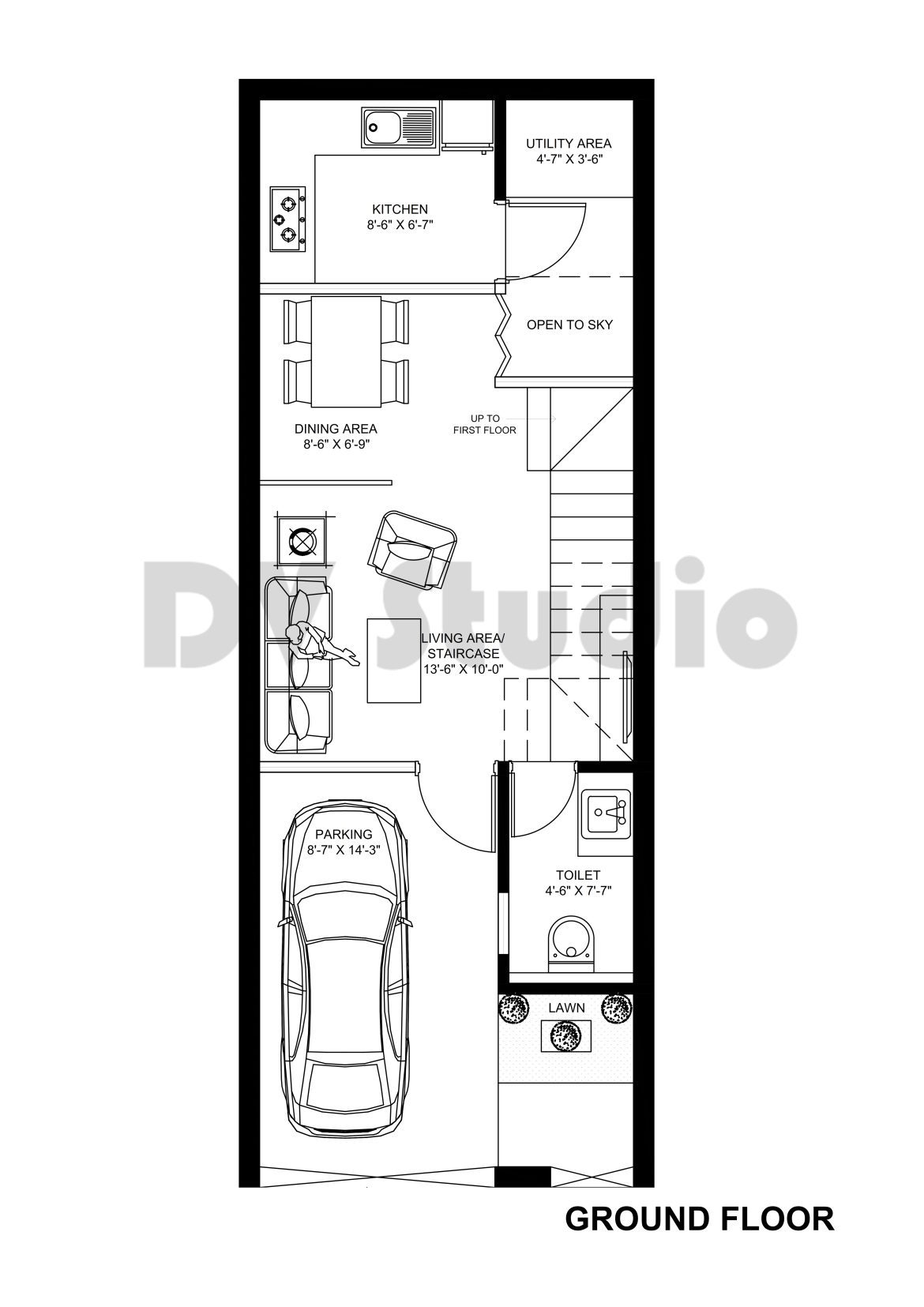15X40 House Design - DV Studio