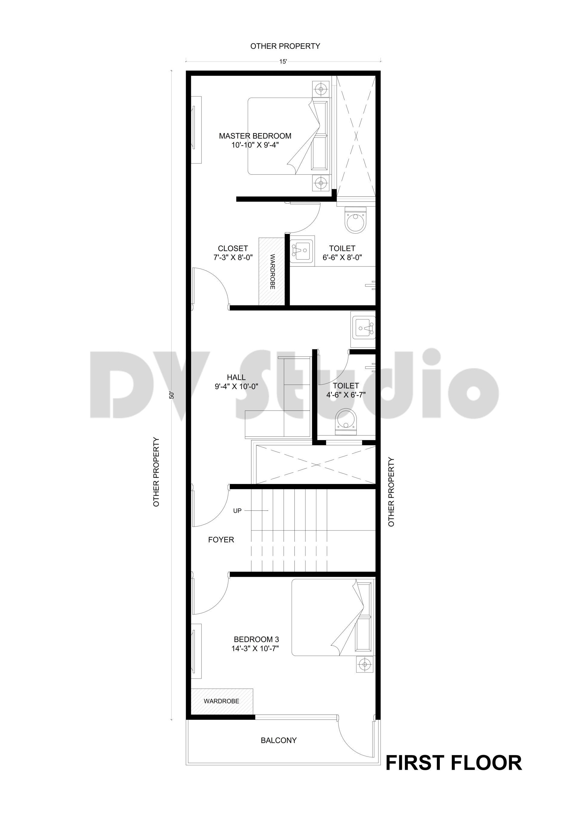 15X50 House Design - DV Studio