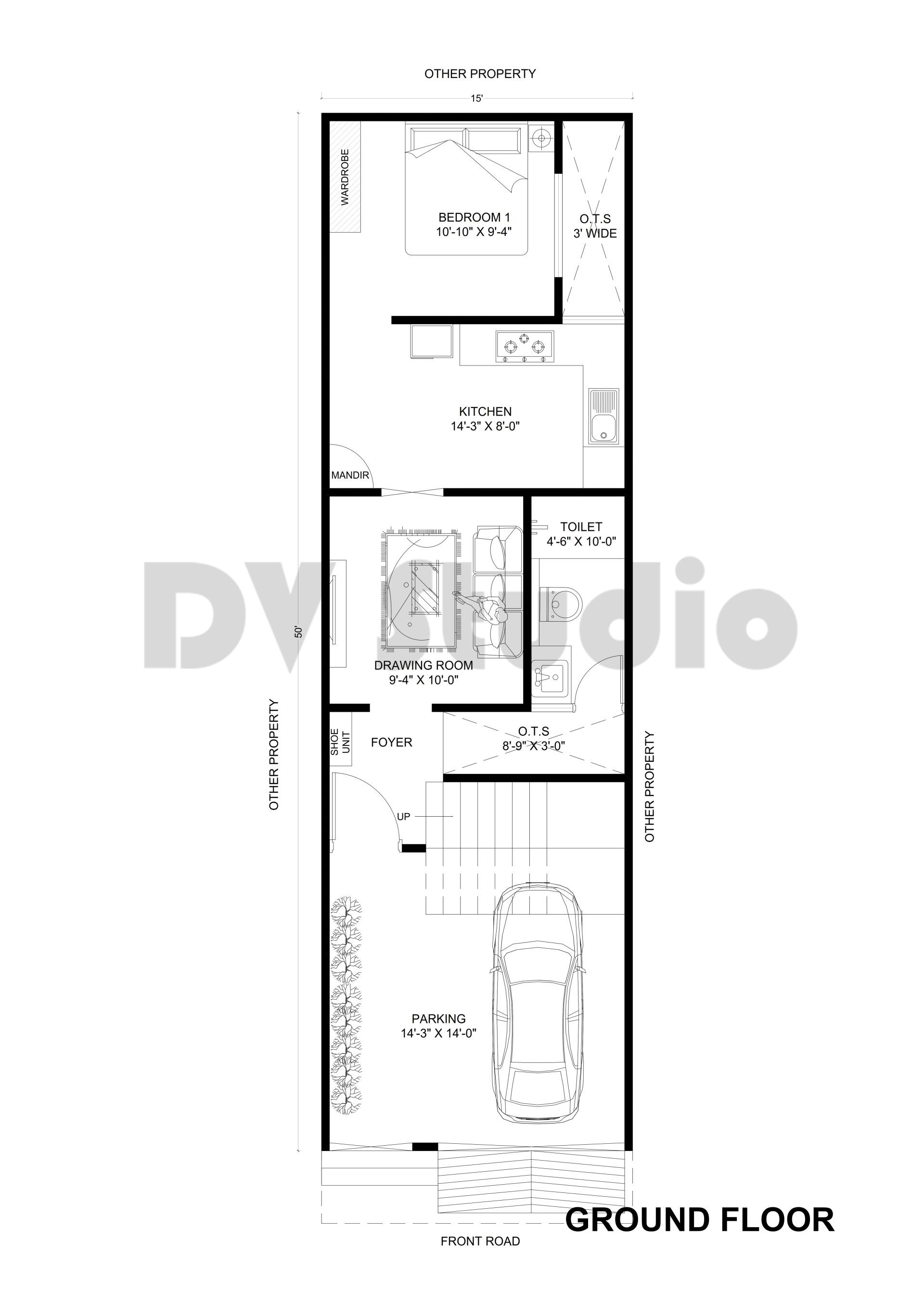 15X50 House Design - DV Studio