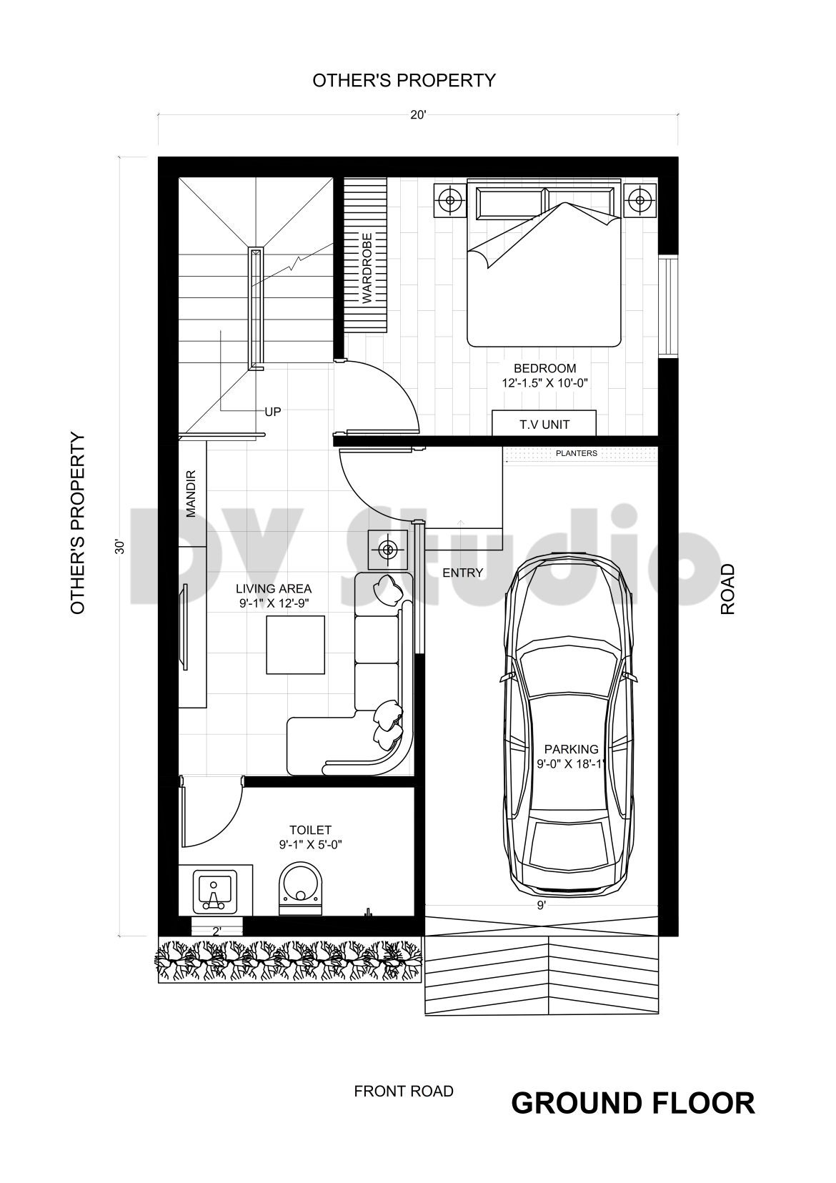 20X30 House Design Option 2 - DV Studio