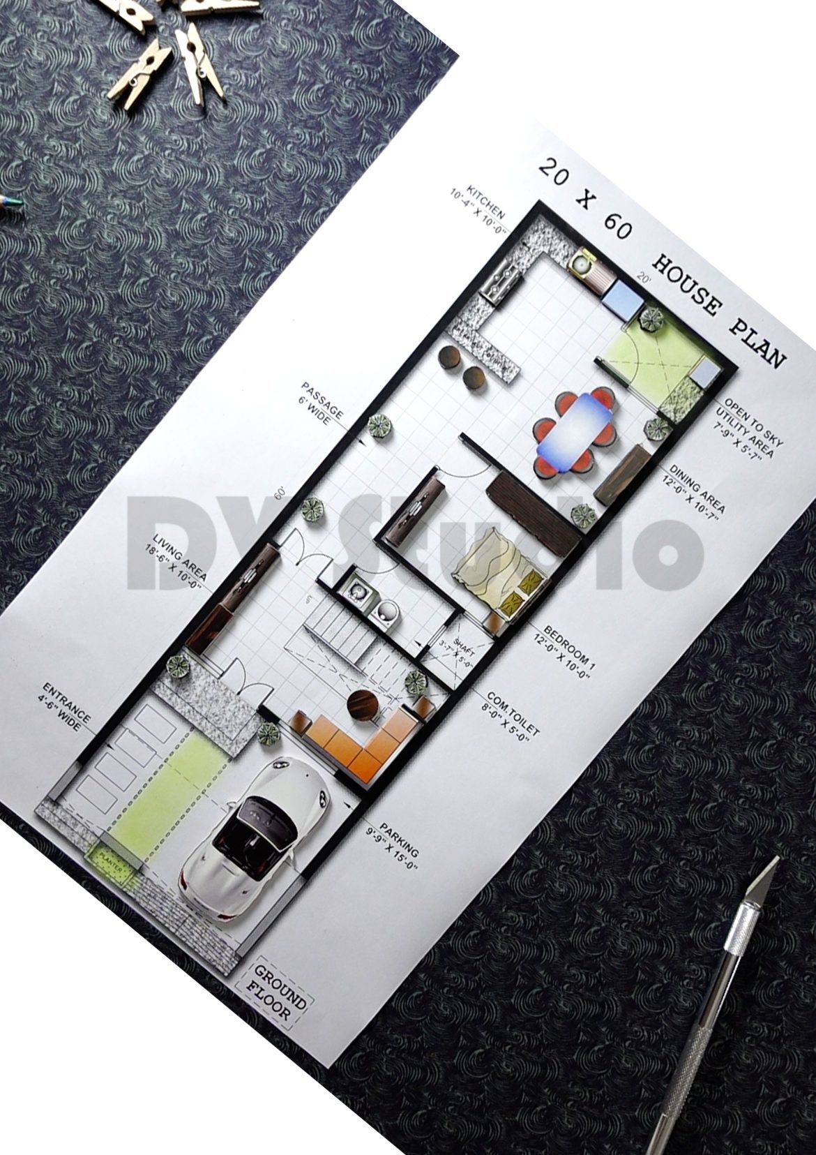 20X60 House Floor Plans - DV Studio