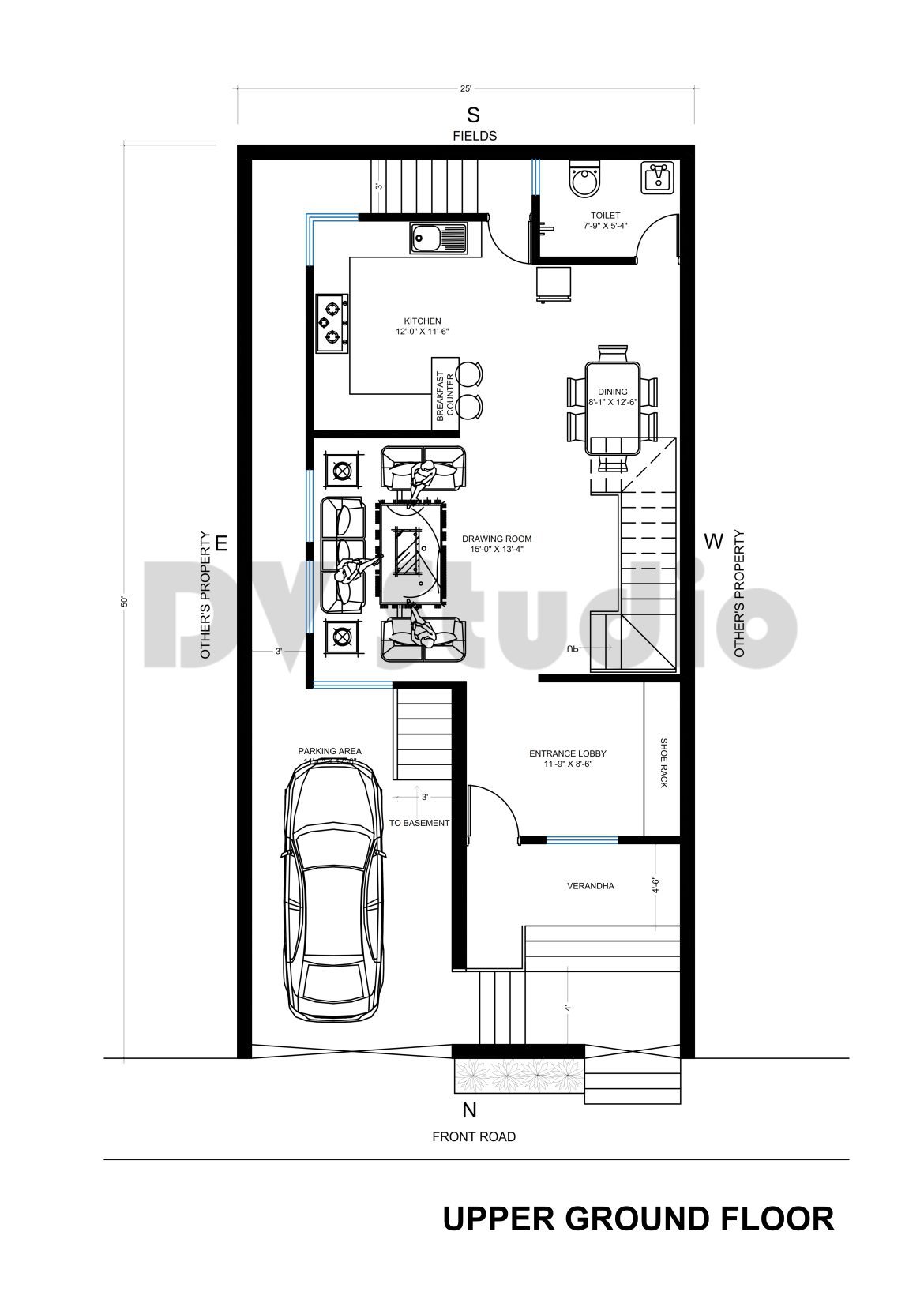 25X50 House Design - DV Studio