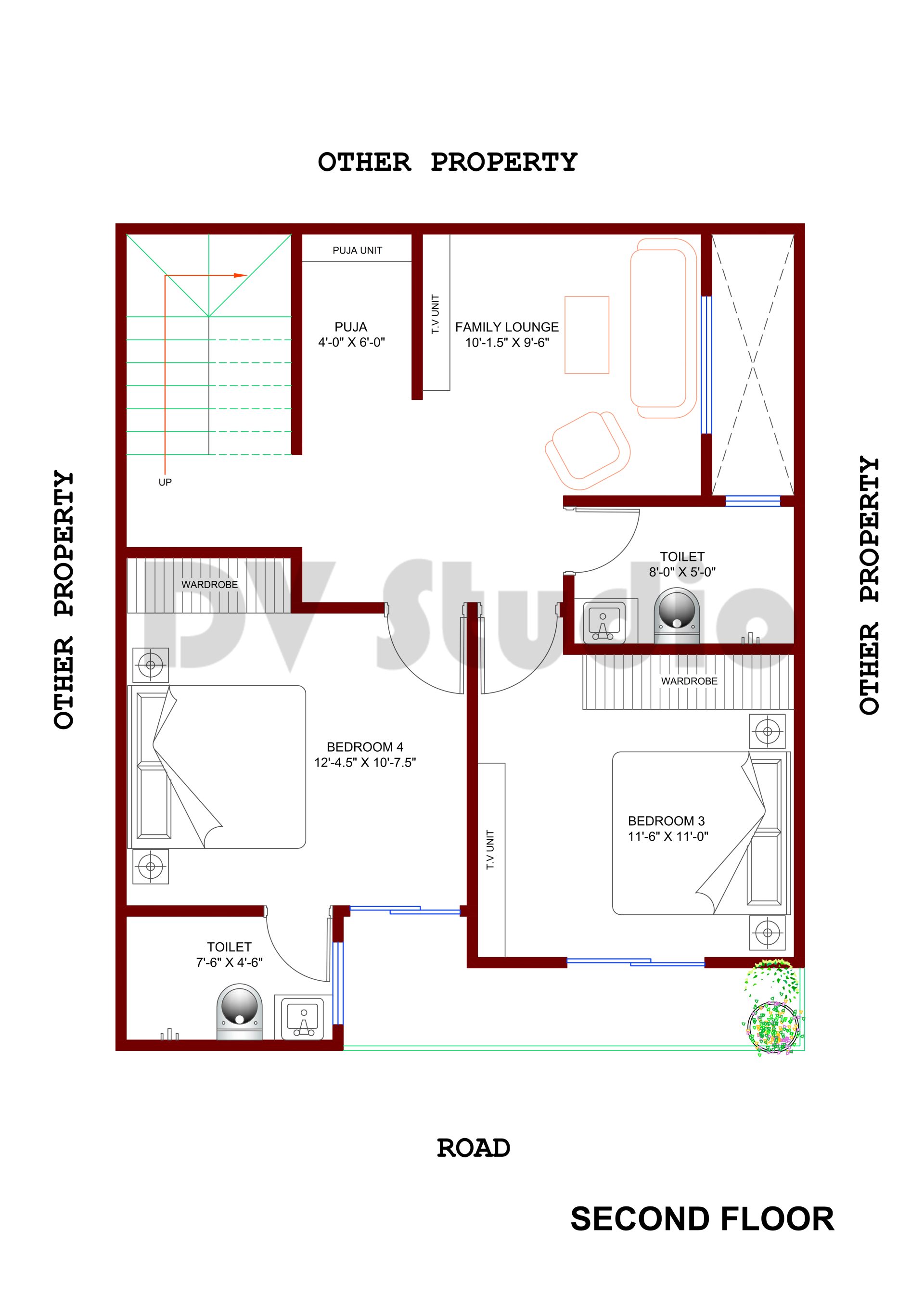 25X30 House Design Option 2 - DV Studio