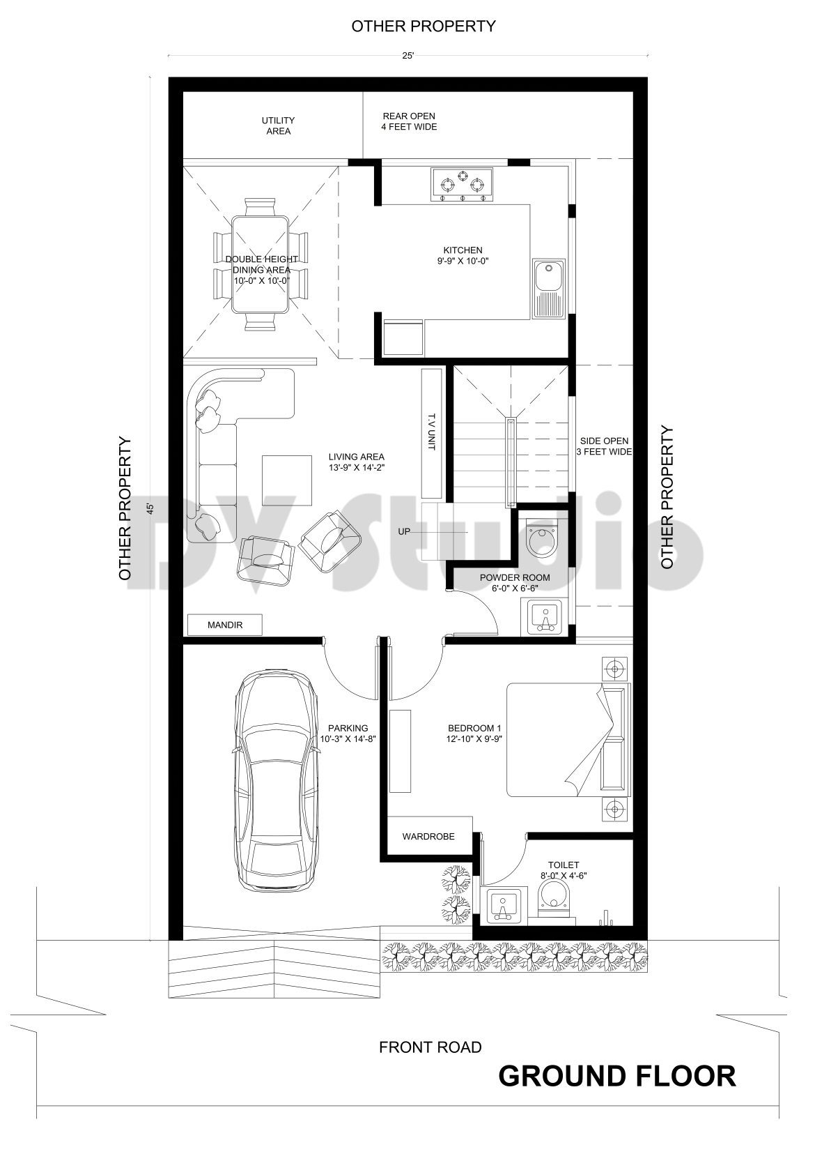 25X45 House Design - DV Studio