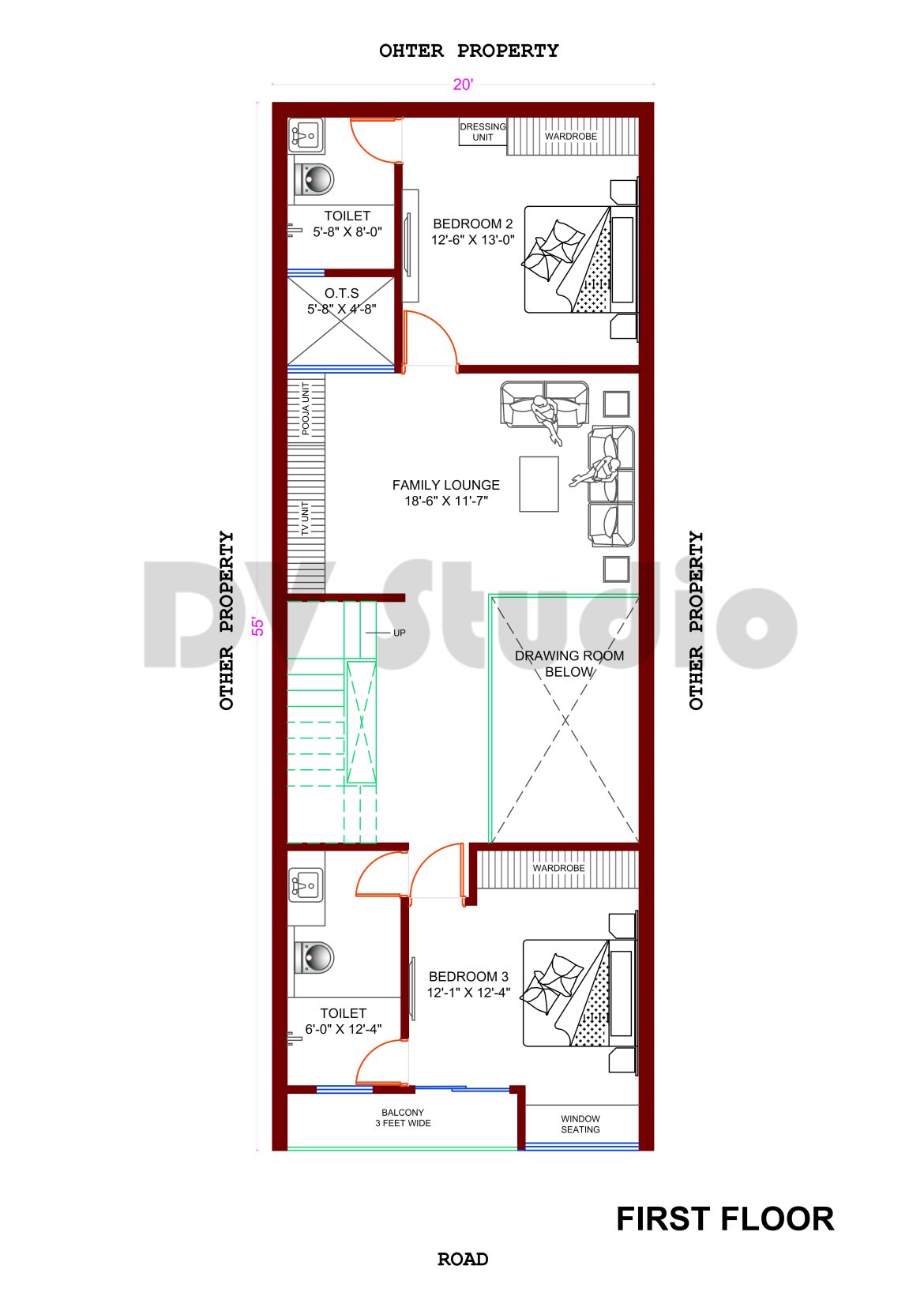 20X55 House Design Option 2 - Home Decor Ideas