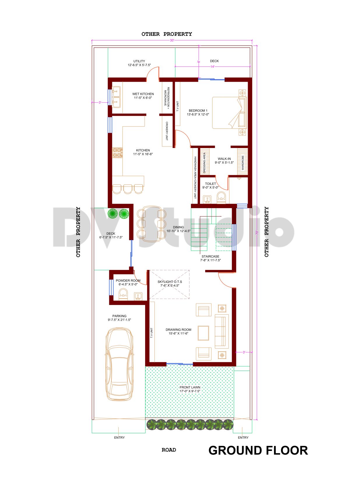 30X70 House Design - DV Studio