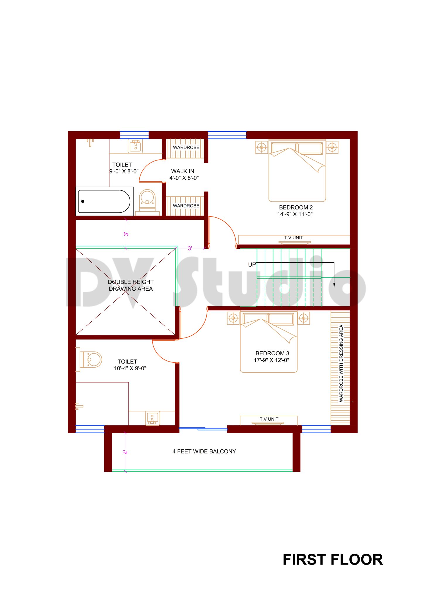 30X35 House Design Option 2 - DV Studio