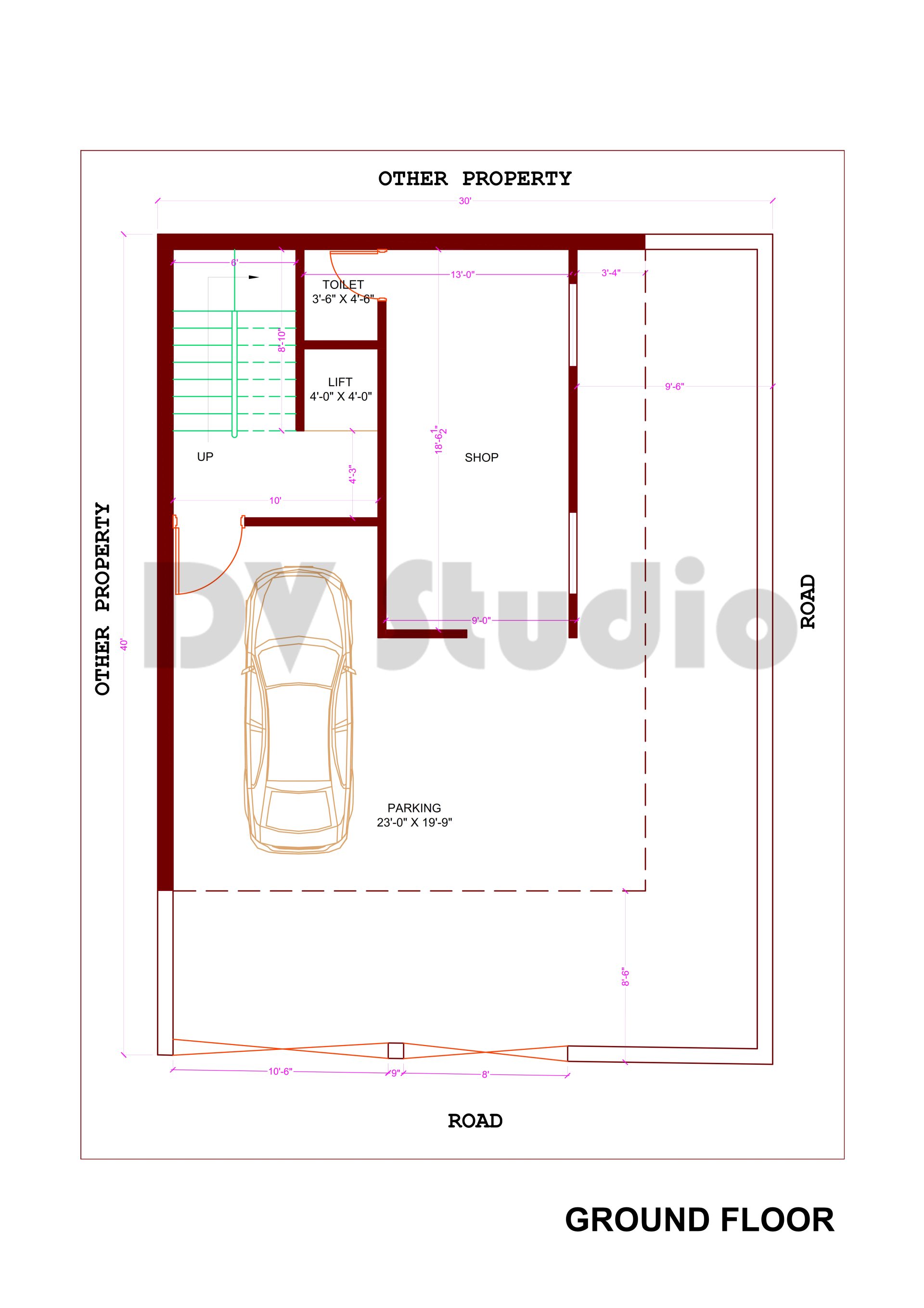 30X40 House Design Option 5 - DV Studio