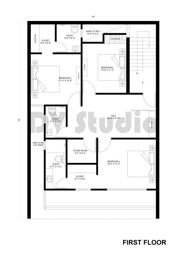 30X45 House Design Option 2 - DV Studio