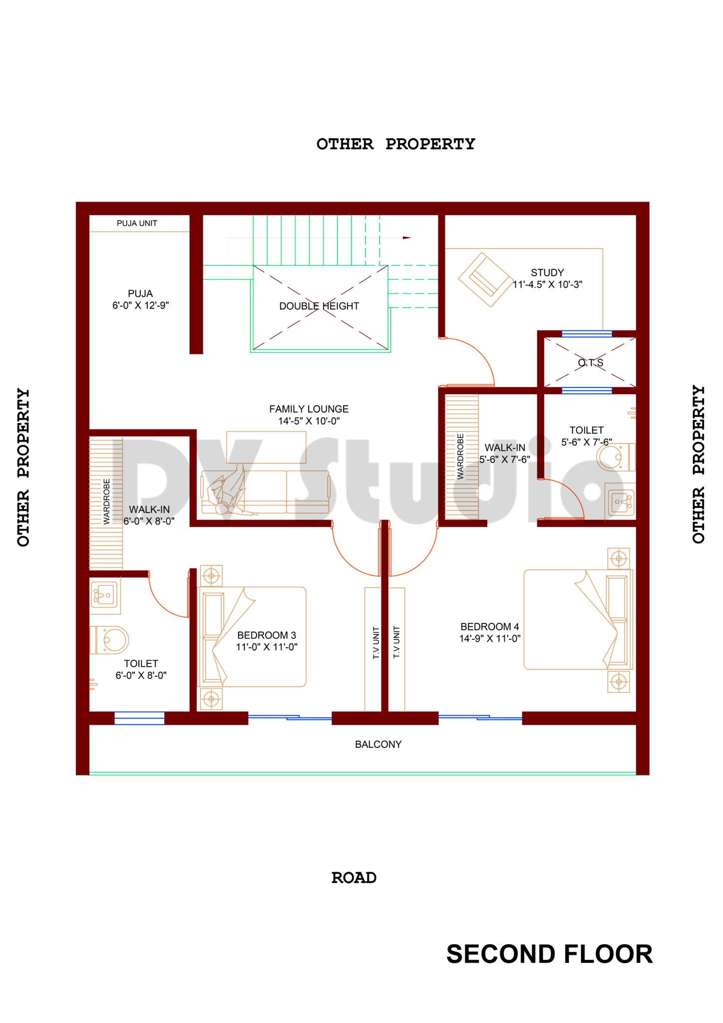 34X34 House Design - DV Studio