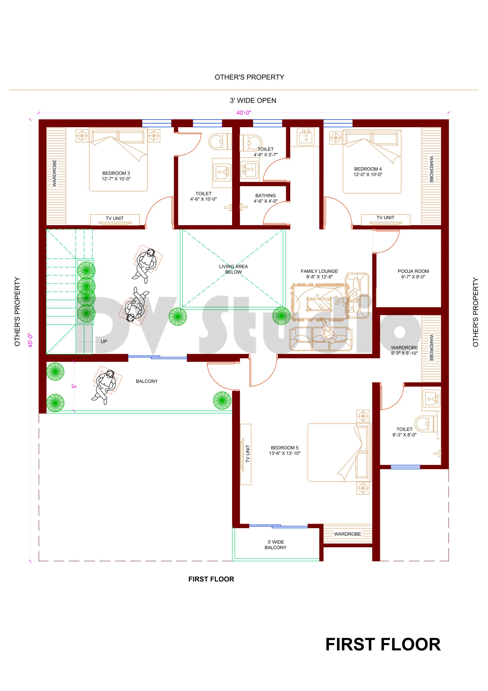 40X45 House Design - DV Studio
