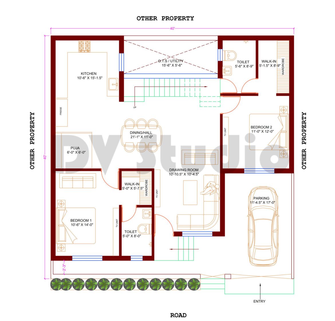 40X40 House Design Option 4 - DV Studio