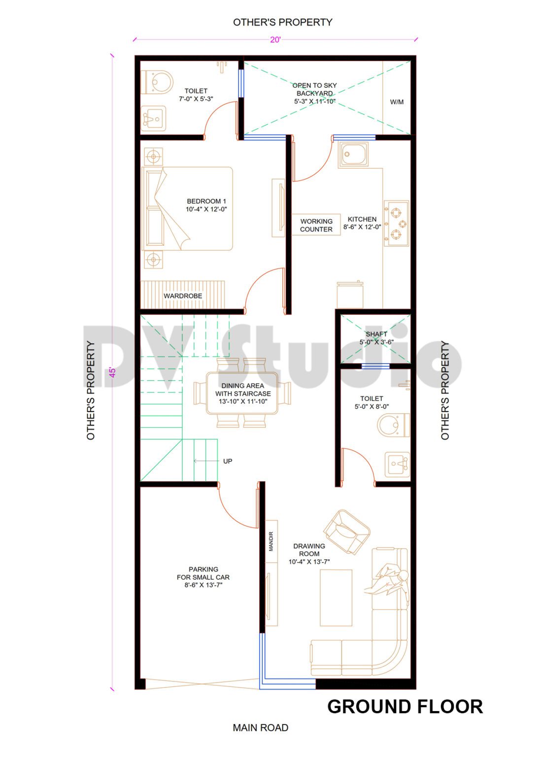 20X45 House Design Option 5 - Home Decor Ideas