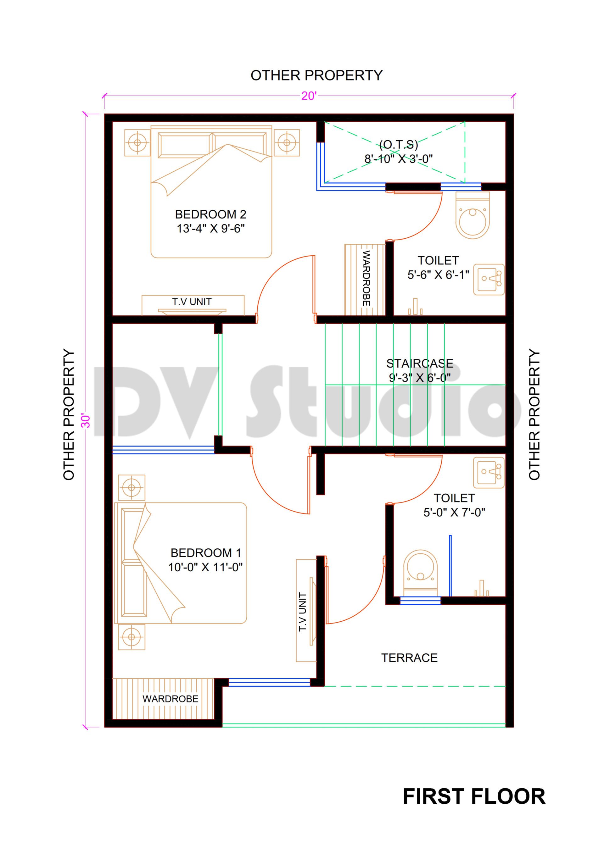 20X30 House Design Option 5 - DV Studio
