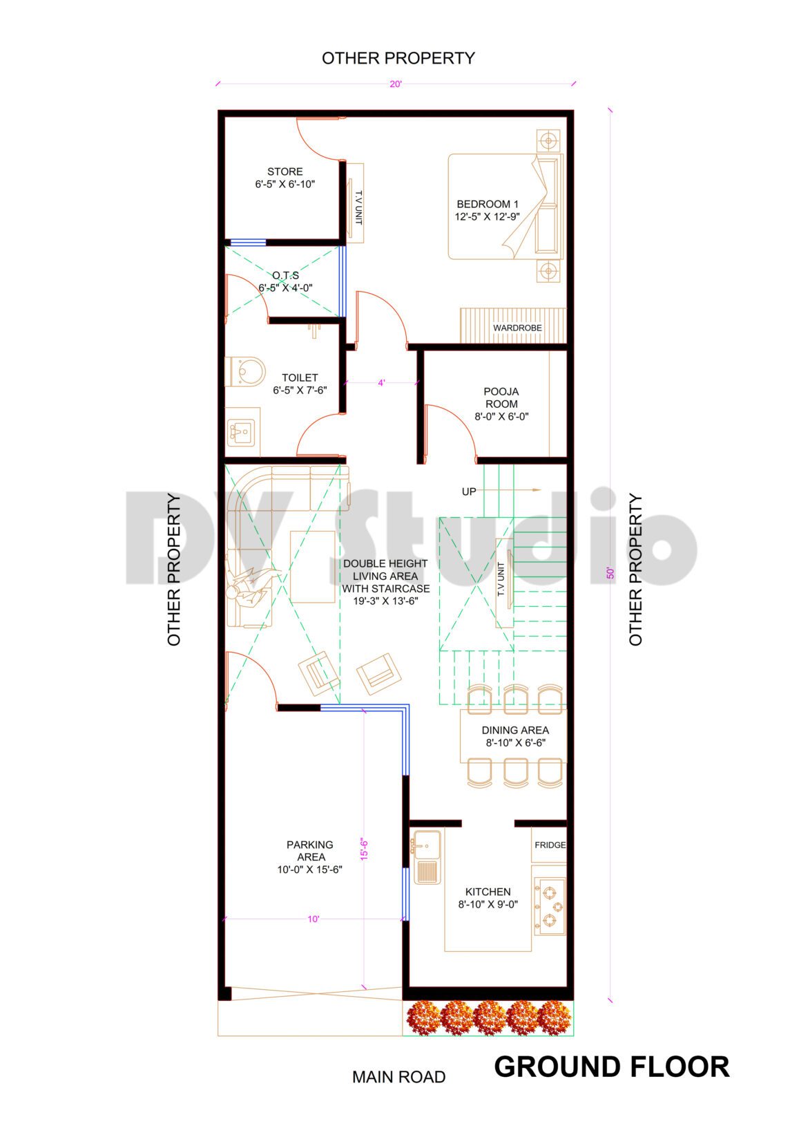 20X50 House Design Option 5 - DV Studio