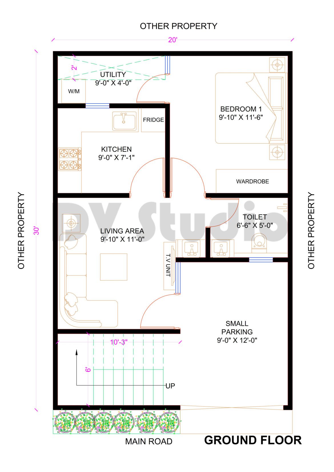 20X30 House Design Option 7 - DV Studio