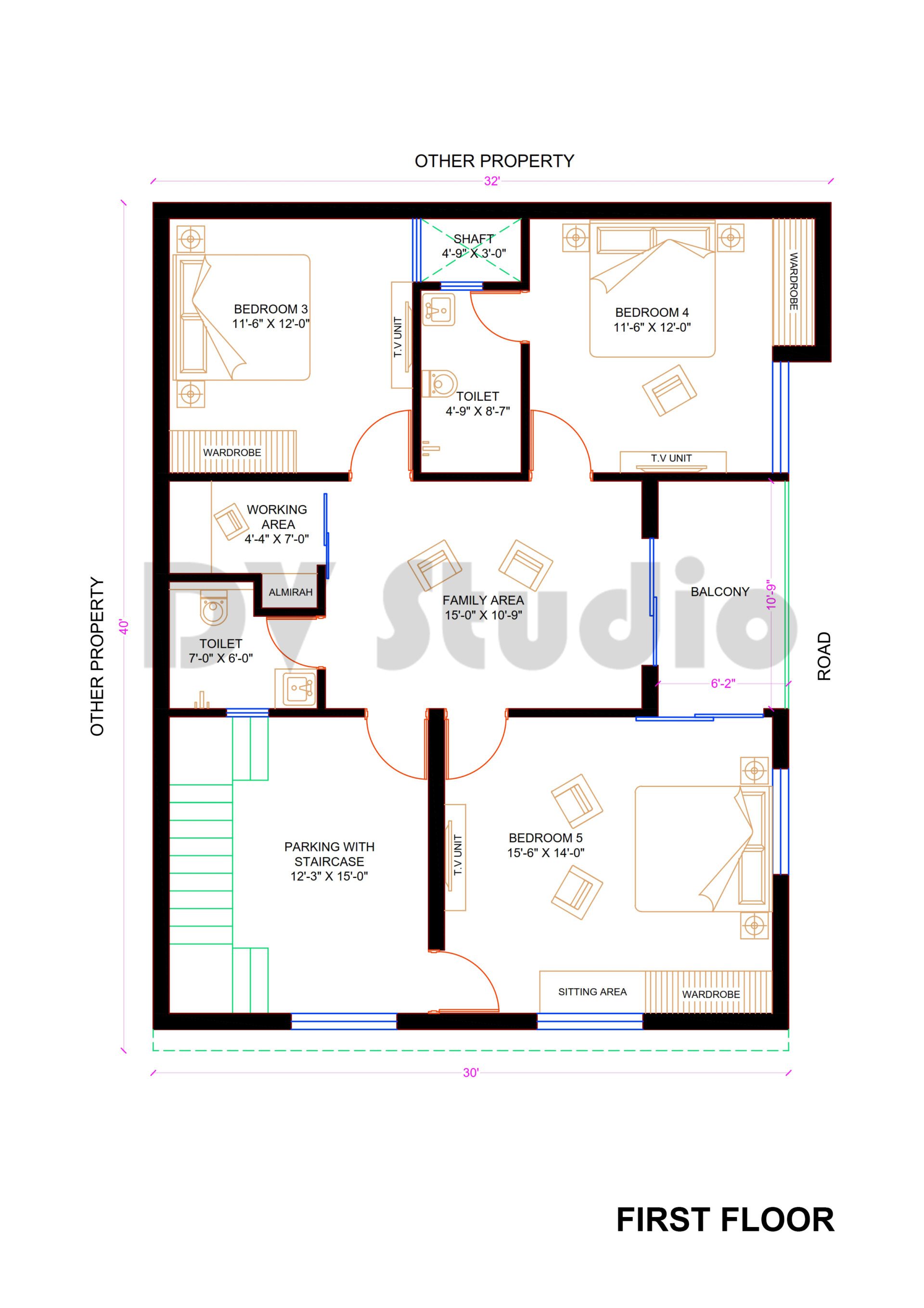 30X40 House Design Option 11 - DV Studio