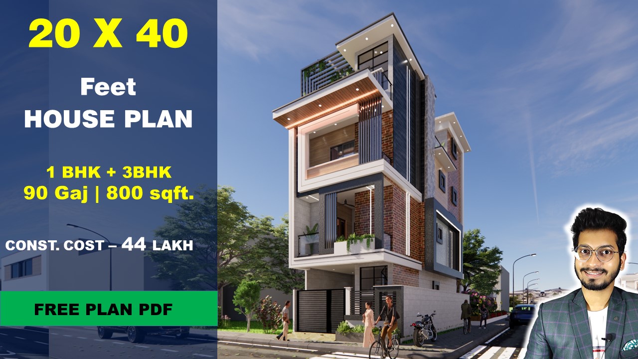 20x40 House Plans Option 5 - 800 Sqft | 90 Gaj - DV Studio