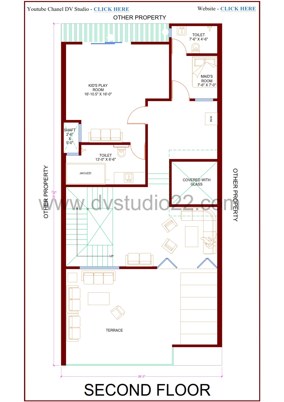 26x56 House Plans - 1456 Sqft | 162 Gaj - DV Studio