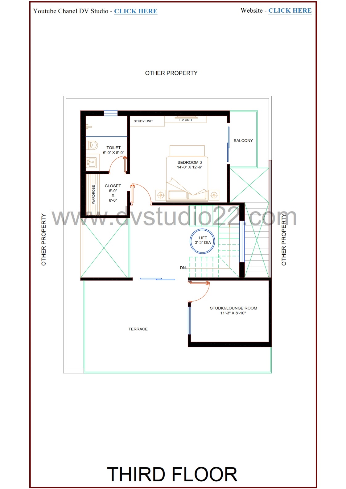 30x40 House Plans Option 13 - 1200 Sqft | 135 Gaj - DV Studio