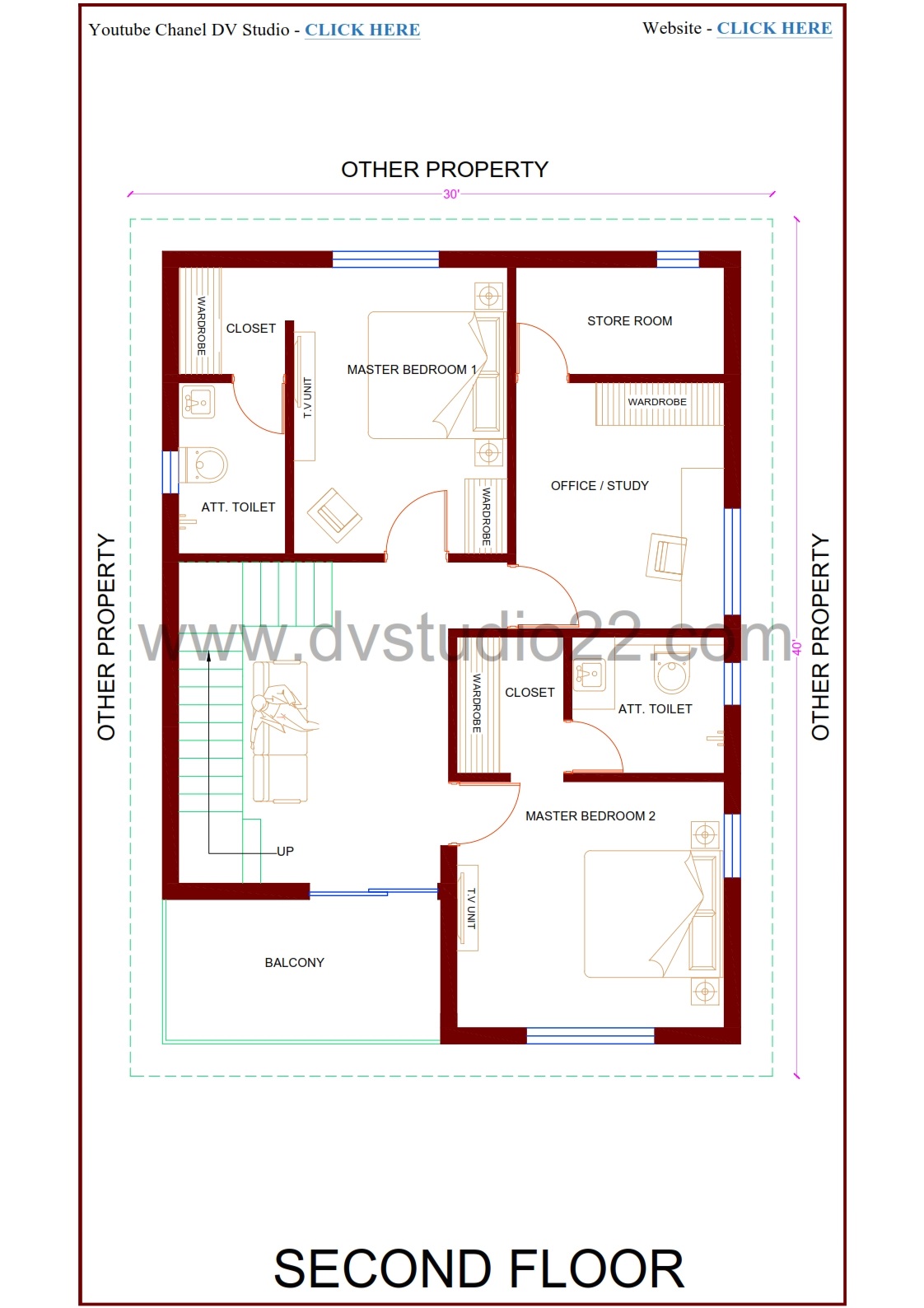30x40 House Plans 3D - 3BHK + 2BHK + Office + Home Theatre - Option 15 ...