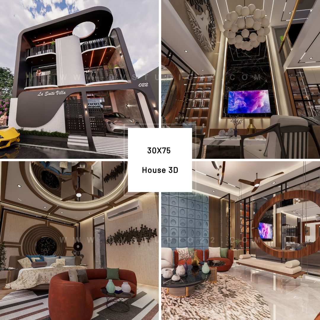 30x75 House Plans - DOUBLE HEIGHT LIVING AREA - 5BHK - 2250 Sqft | 250 ...
